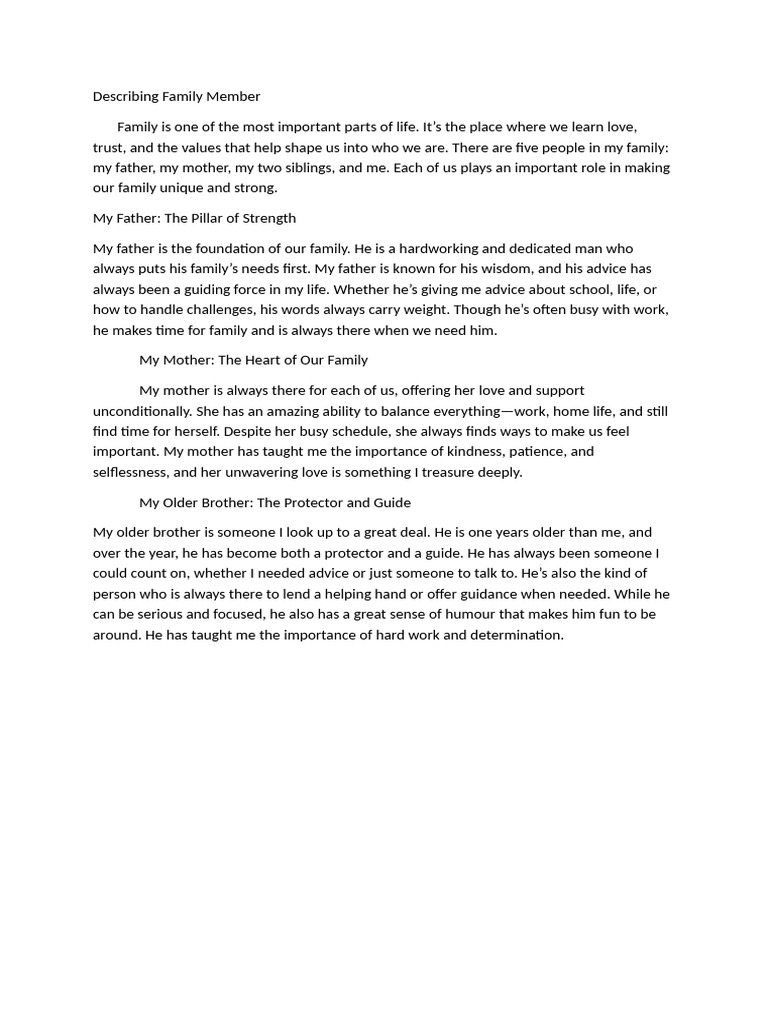 Describing My Family Members | PDF