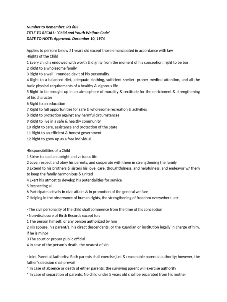 Child and Youth Welfare Code Overview | PDF | Child Abuse | Children's ...