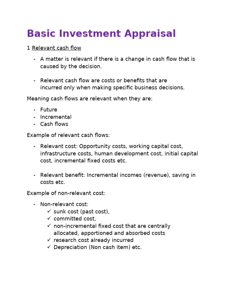 Basic Investment Appraisal | PDF | Investing | Opportunity Cost