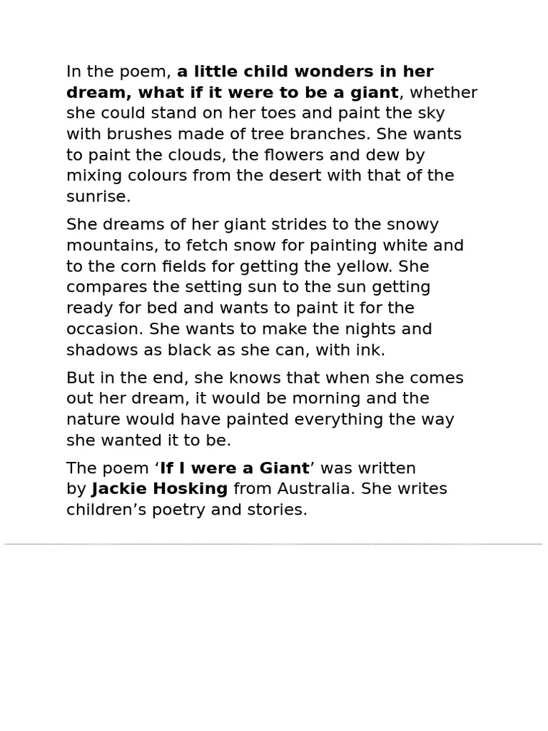 "If I Were a Giant: Poem Analysis" | PDF