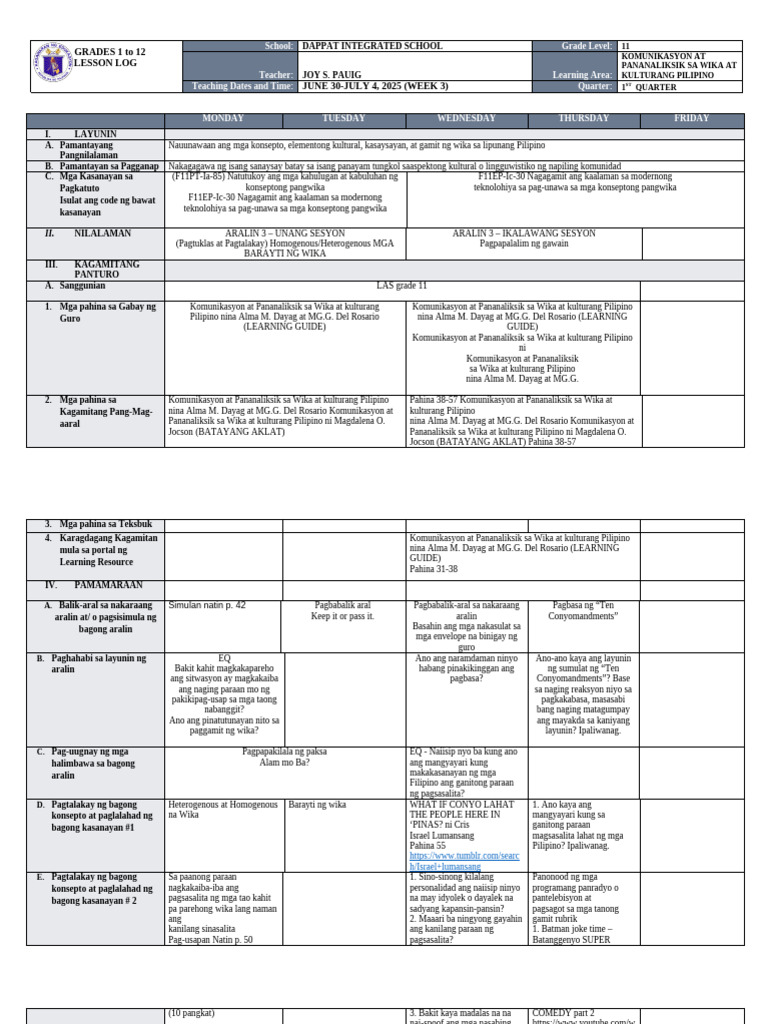 Week 3 DLL KPWKP | PDF