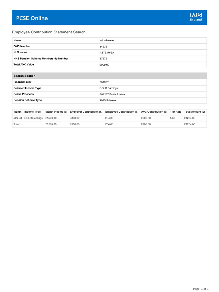 Employee Contribution Statement | PDF