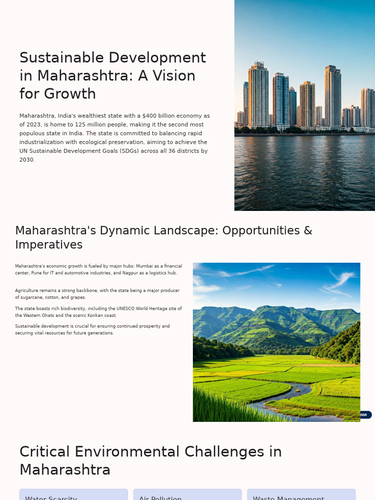 Maharashtra's Vision for Sustainable Growth | PDF | Sustainability ...