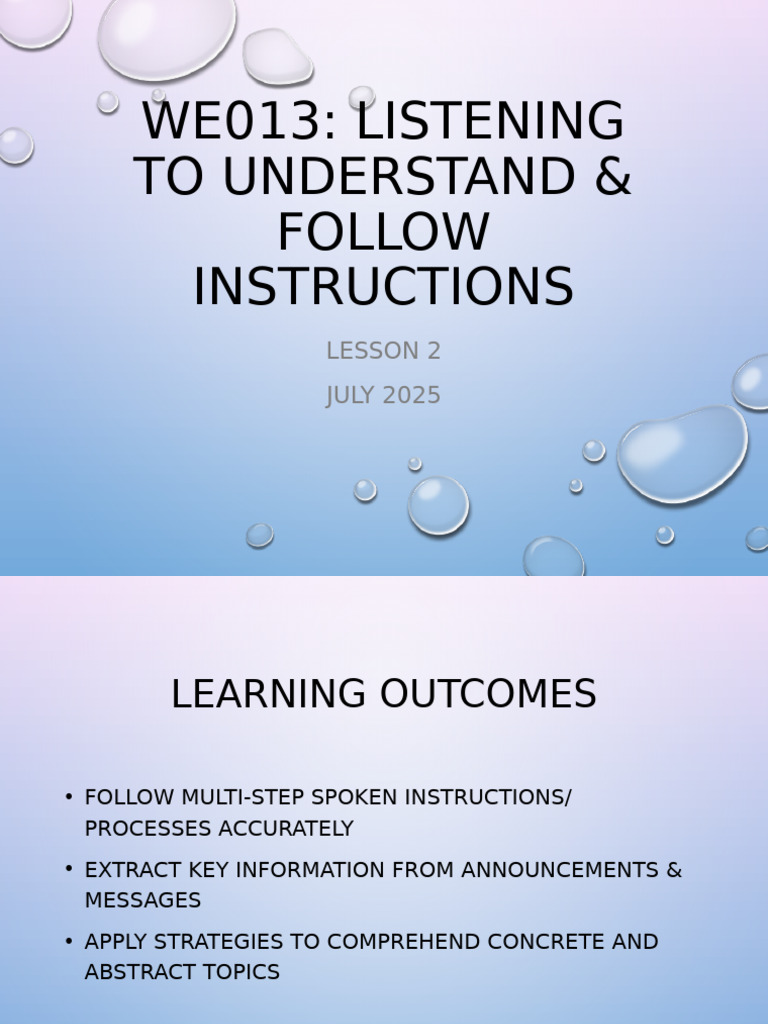 WE013 Listening Instructions With Audio | PDF | Communication ...