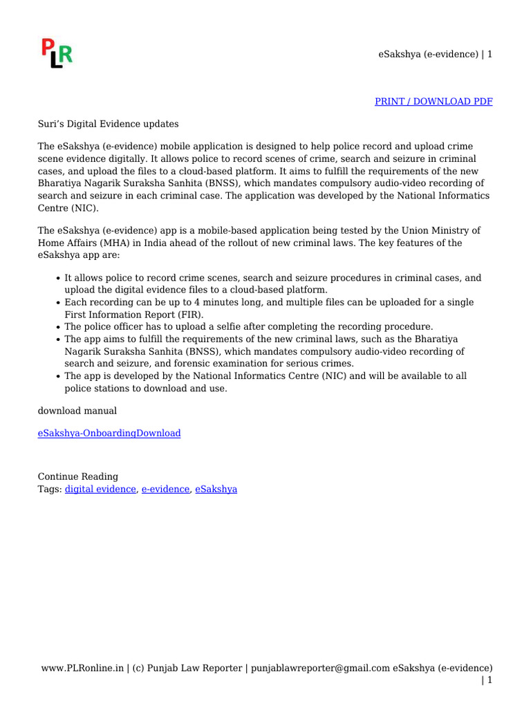 ESakshya (E Evidence) | PDF