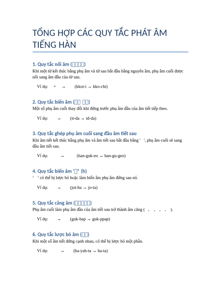 Quy Tac Phat Am Tieng Han | PDF