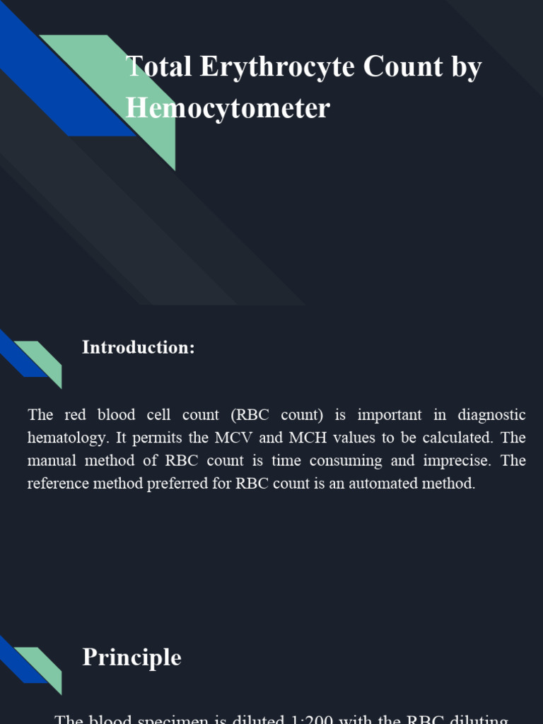 Total Erythrocyte Count by Hemocytometer | PDF | Red Blood Cell ...