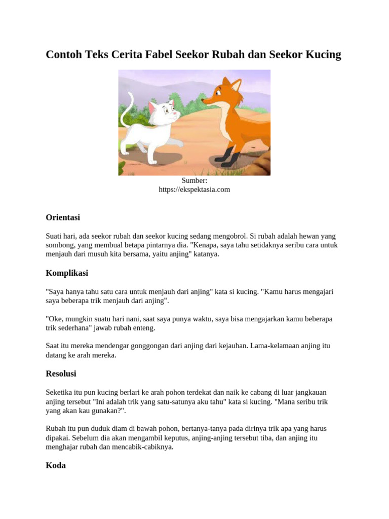 Fabel: Rubah dan Kucing | PDF
