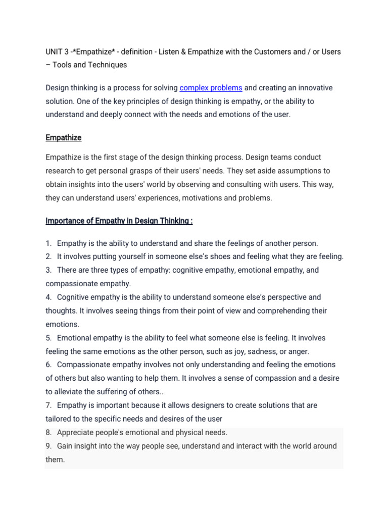 Empathy in Design Thinking Process | PDF