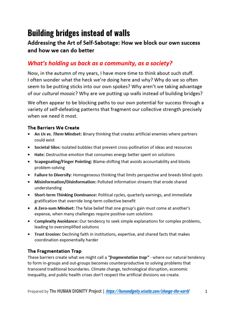 Building Walls Instead of Bridges Is Holding Us Back | PDF | Collective ...