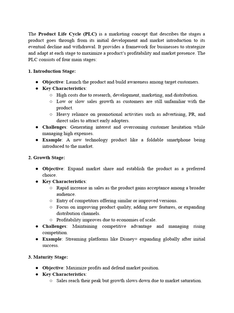 The Produc Life Cycle (PLC) | PDF | Marketing | Strategic Management