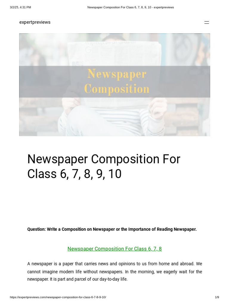 Newspaper Composition for Students | PDF | Newspapers | Knowledge