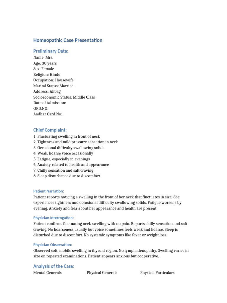 Simple Goitre Case Lapis Albus | PDF | Anxiety | Thyroid