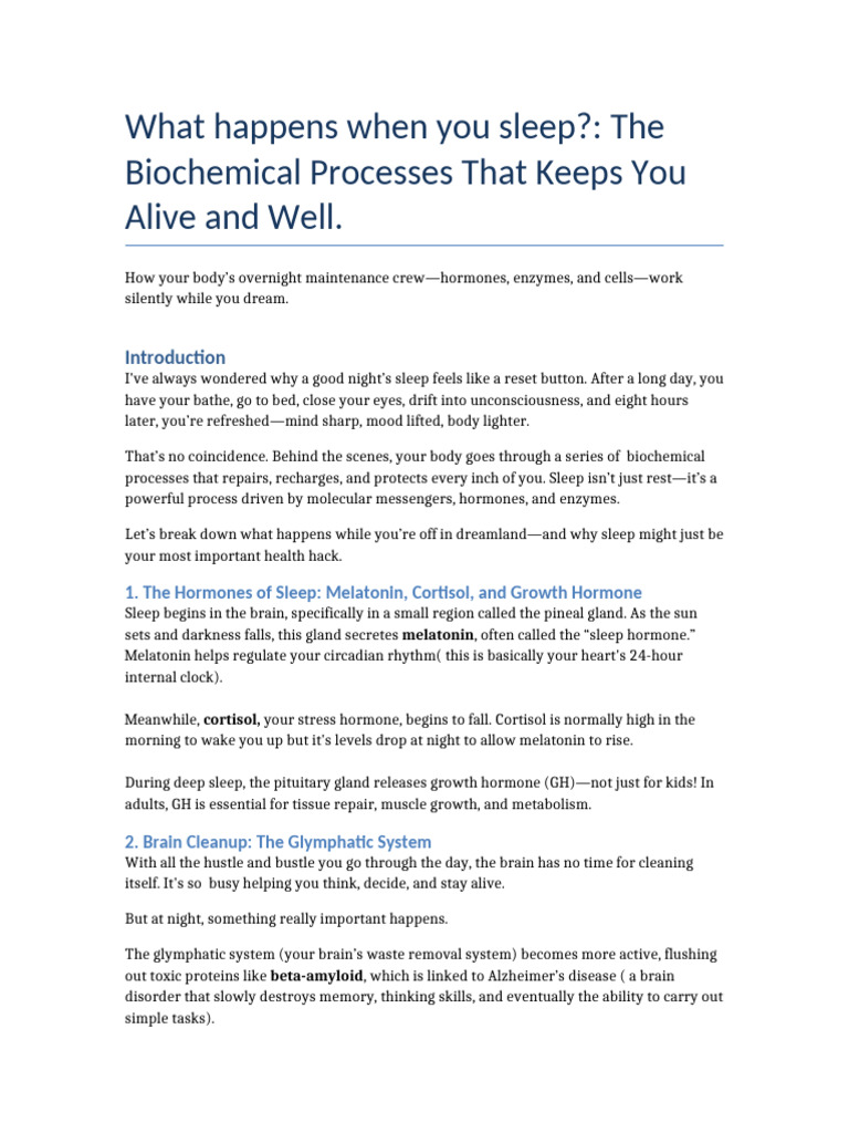 While You Sleep Biochemistry of Sleep | PDF | Sleep | Rapid Eye ...
