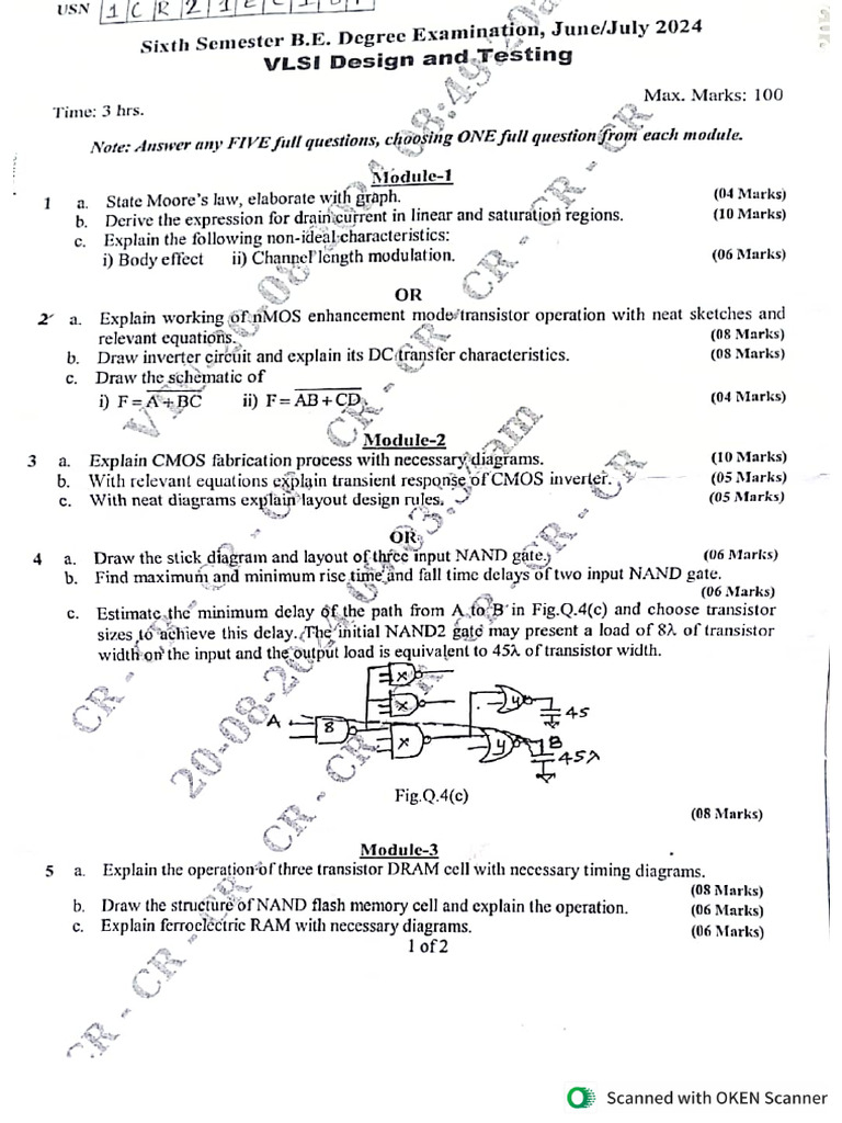 VTU Exam Question Paper With Solution of 21EC63 VlSIDesign & Testing ...