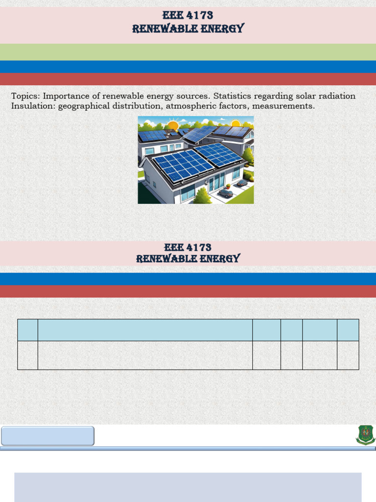 Lecture Module 1 EEE 4173 Fall 2024 AH | PDF | Renewable Energy | Sun