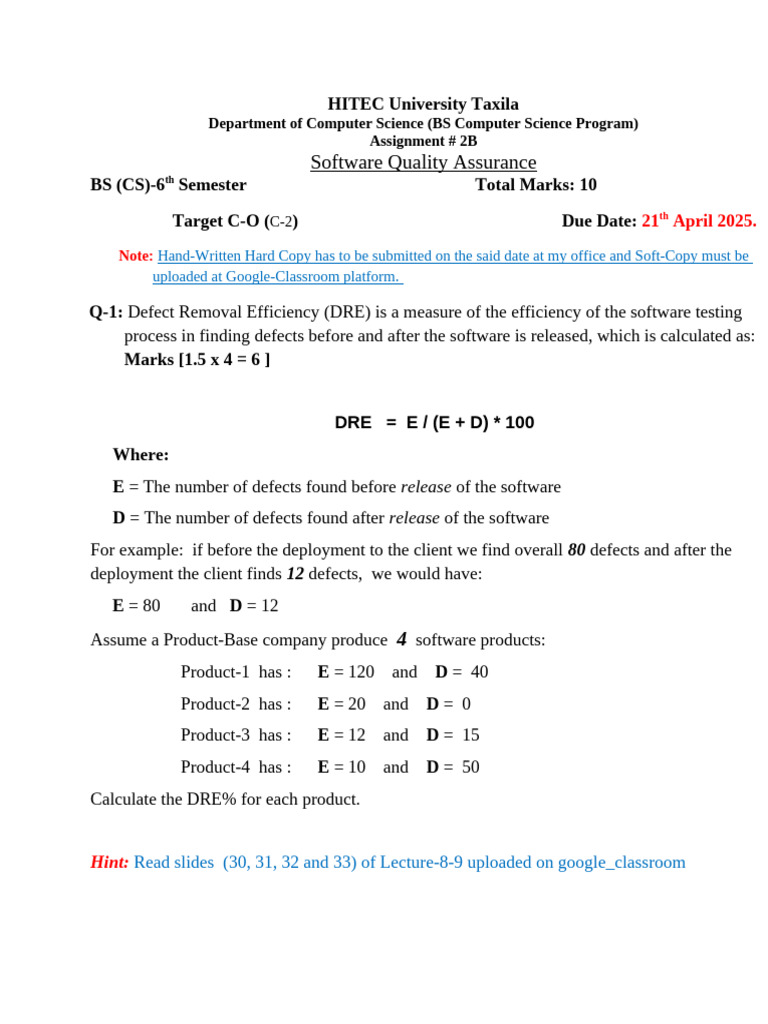 Software Quality Assurance Assignment | PDF