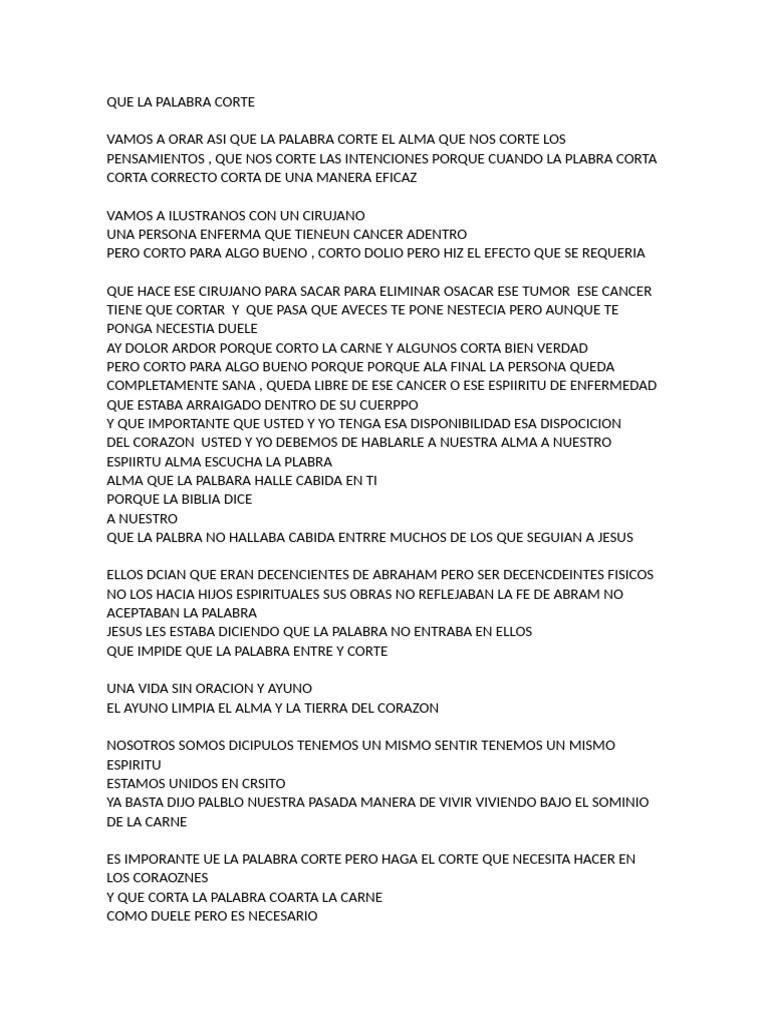 Que La Palabra Corte | PDF | Oración | Rápido