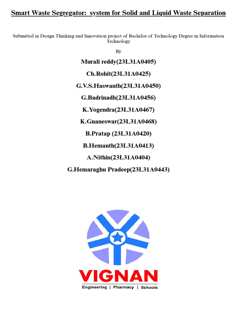 Smart Segregator Report 2 | PDF | Waste Management | Waste