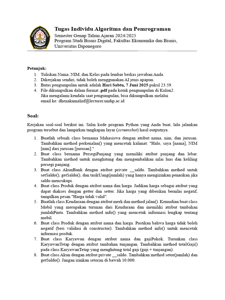 Tugas Individu Algoritma Dan Pemrograman | PDF