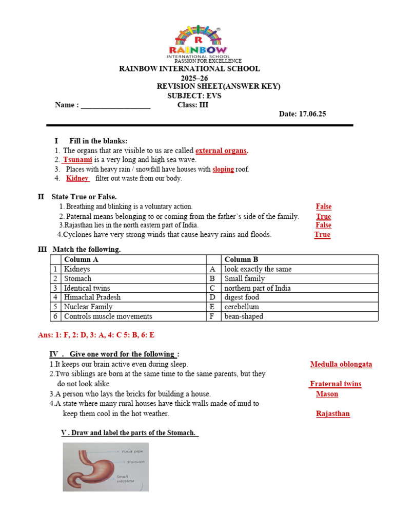 Evs Revision Sheet Answer Key | PDF | Tropical Meteorology | Tropical Cyclone Seasons