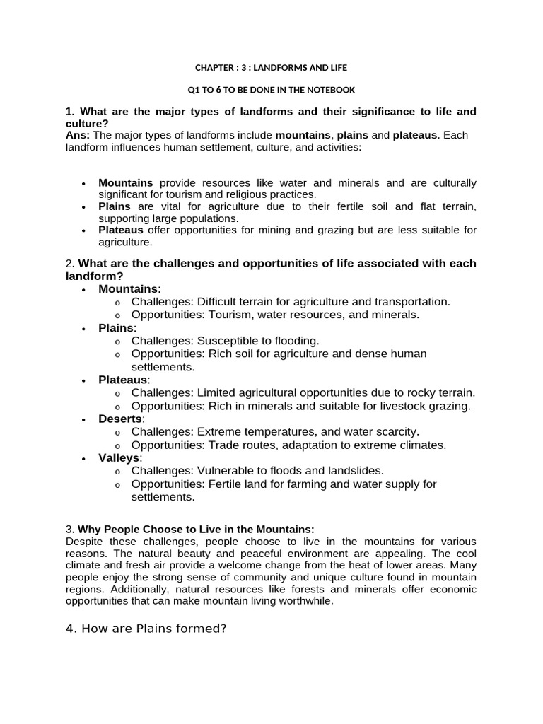 Grade 6 Chapter Landforms and Life Written Work | PDF | Himalayas ...