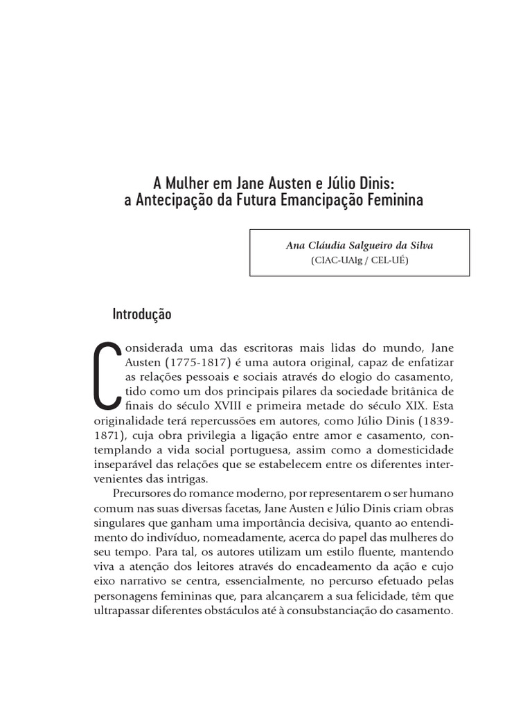 Jane Austen e Júlio Dinis: Casamento e Feminismo | PDF | Protestantismo ...