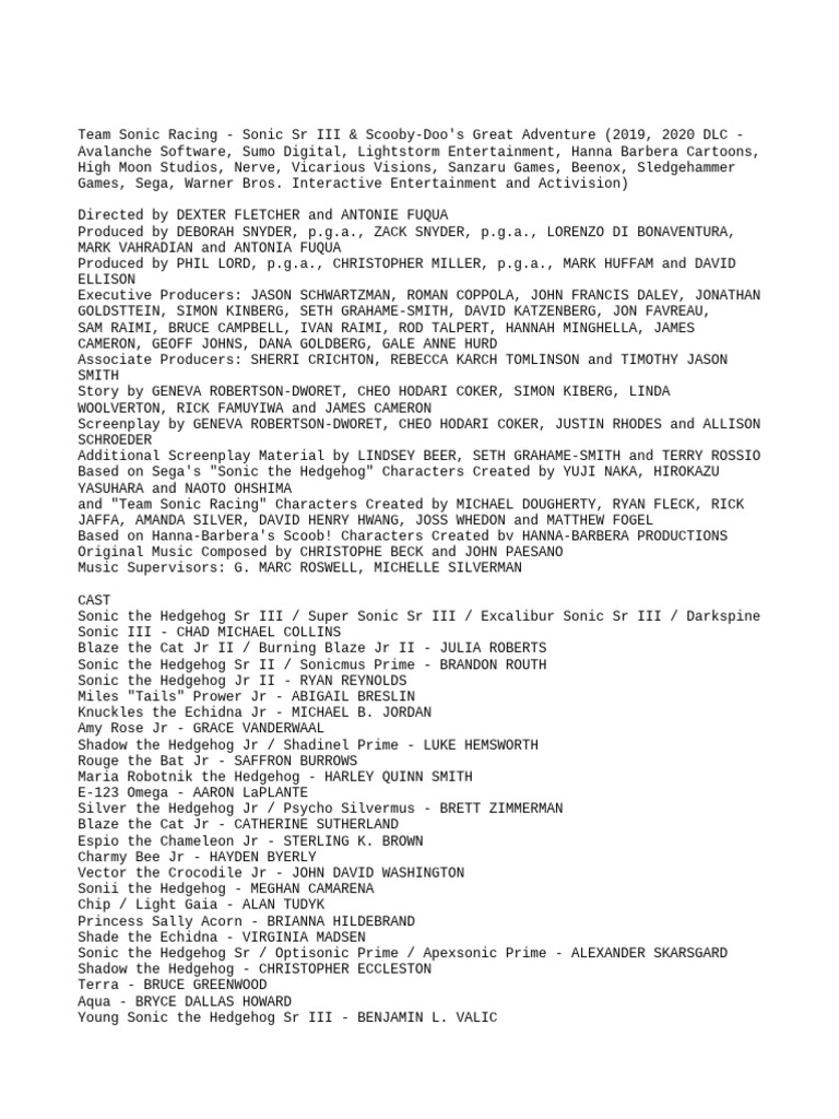 Sega, WB Games and Activision Sonic and Ultraman Video Game Credits 1 ...