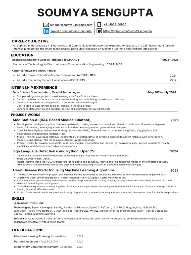 Soumya Sengupta Resume - pdf-1 | PDF | Machine Learning | Artificial Intelligence