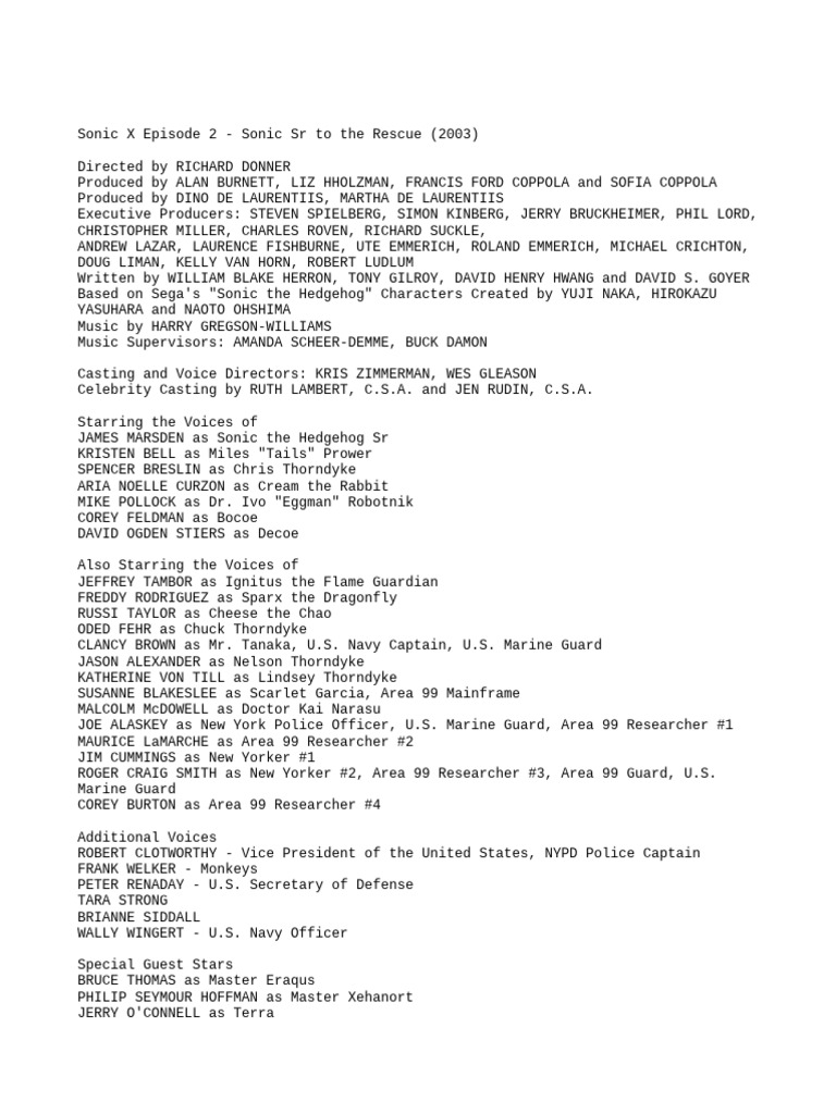 Sega, WB Games and Activision Sonic and Ultraman Video Game Credits 8 | PDF