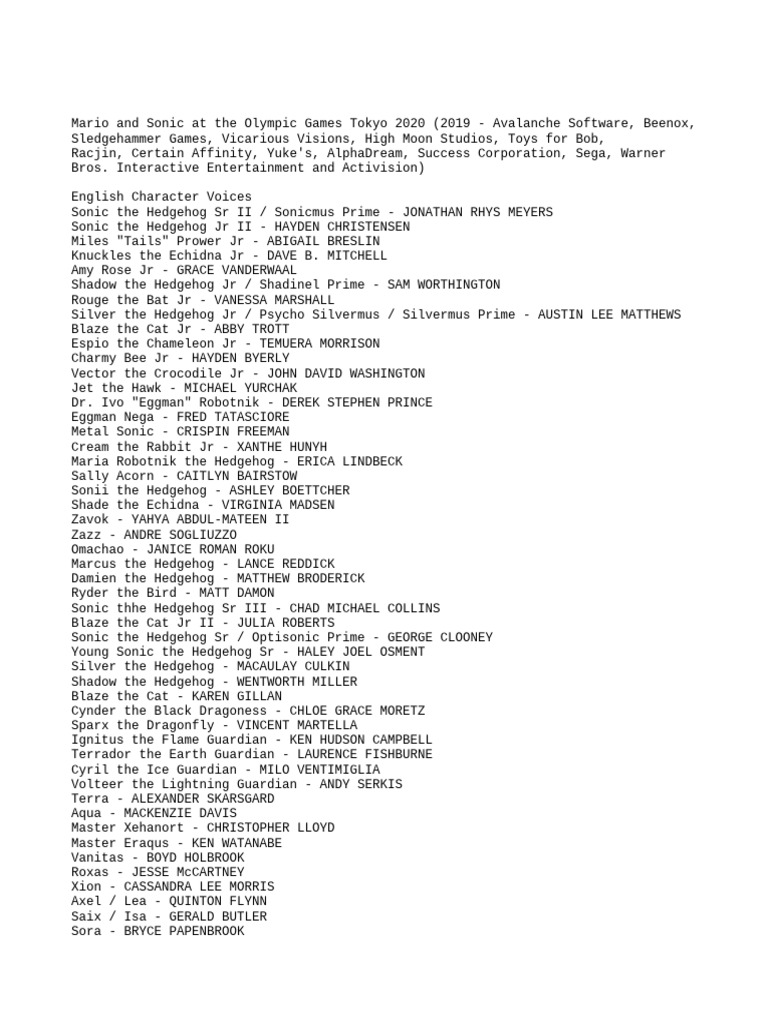 Warner Bros. Games and Activision Video Games and Other Game Credits 6 ...