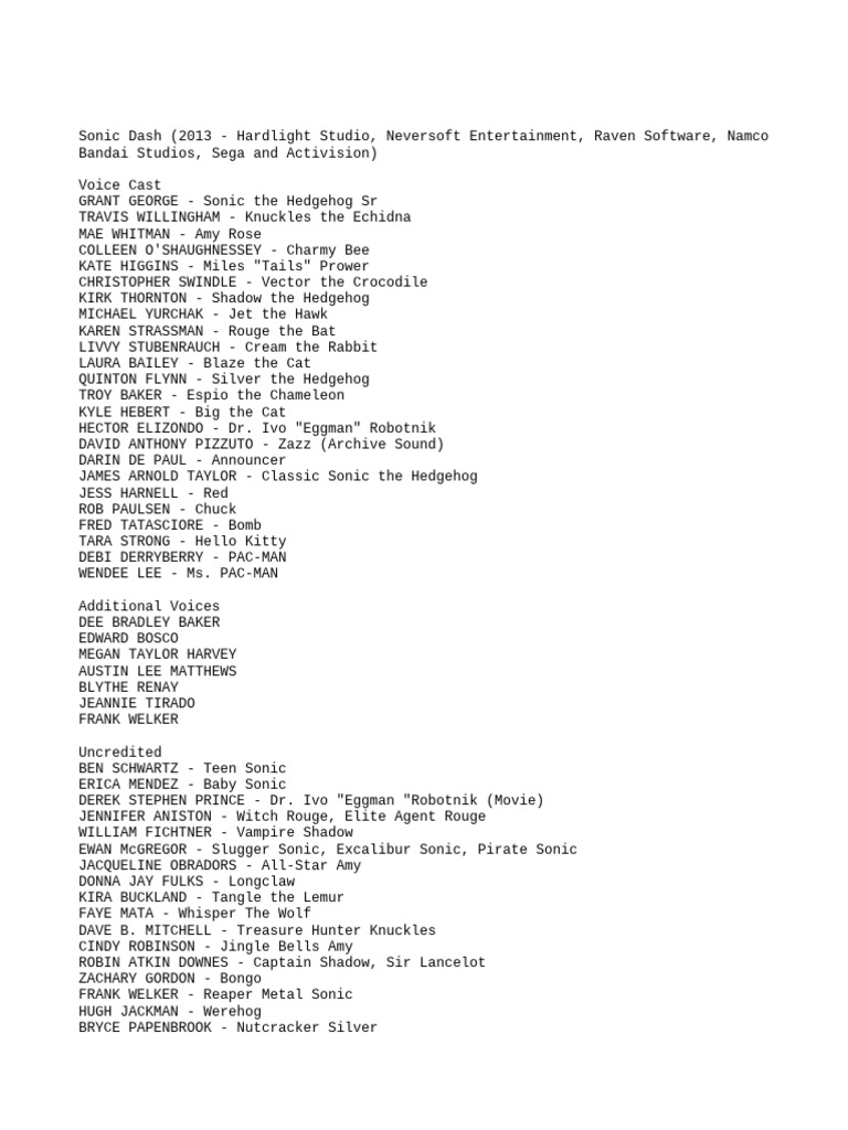 Warner Bros. Games and Activision Video Games and Other Game Credits 8 ...