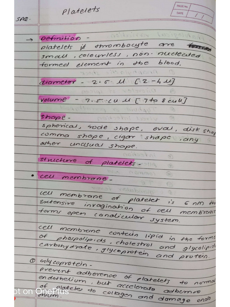 Platelets SAQ 5 Marks | PDF
