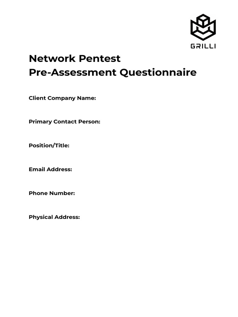 Network Pentest Pre-Assessment Questionnaire | PDF | Security ...