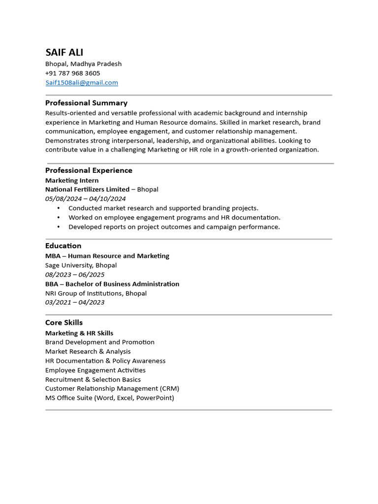 Edited CV Saif Ali | PDF