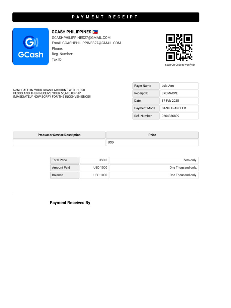 Gcash Philippines : Payment Receipt | PDF
