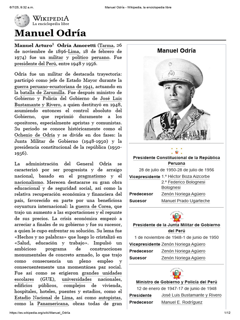Manuel Odría | PDF | Perú
