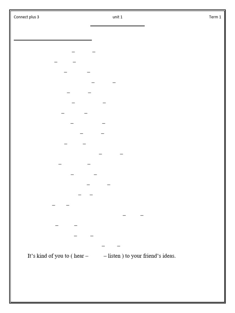 Homework Worksheet Plus3 U1 | PDF