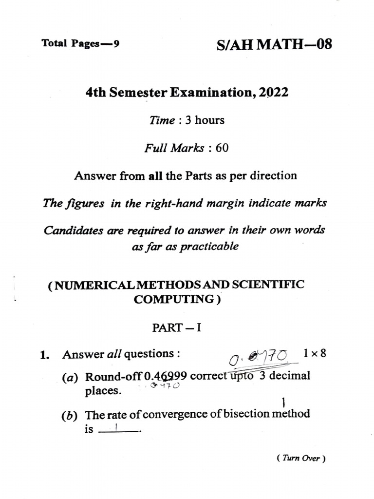 Numerical Methods & Scientific Computing Math Cor-08 | PDF | Algebra | Elementary Mathematics