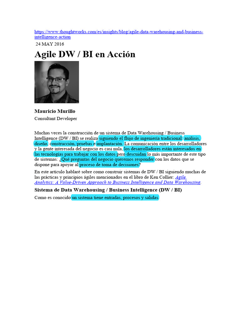 Agile Bi DW | PDF | Almacén de datos | Inteligencia de negocios
