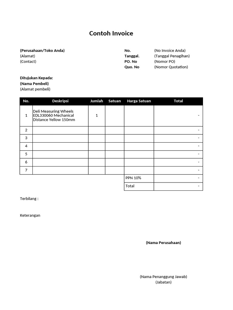 Contoh Format Invoice Penjualan Excel | PDF