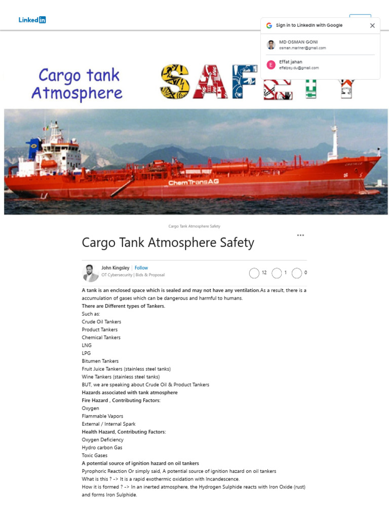 Cargo Tank Atmosphere Safety Guide | PDF | Fires | Oil Tanker
