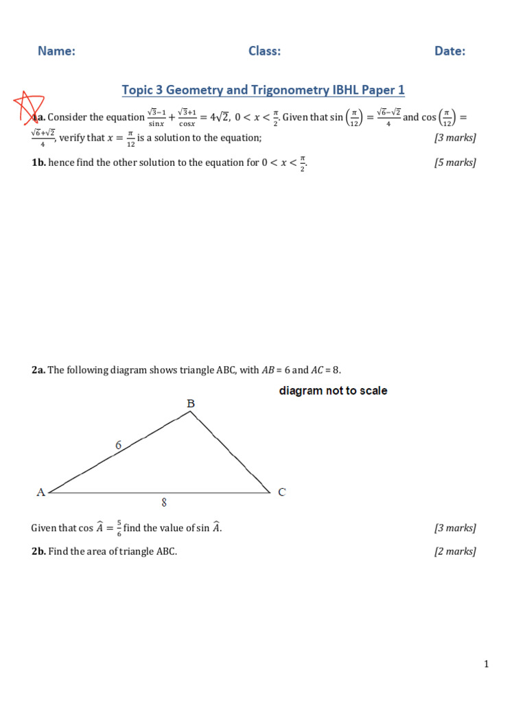 Topic 3 Geometry and Trigonometry IBHL Paper 1 | PDF | Circle | Angle