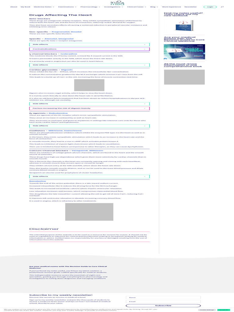 Drugs Affecting Heart Rate - In2Med - Medical Education Portal | PDF | Heart | Vasodilation