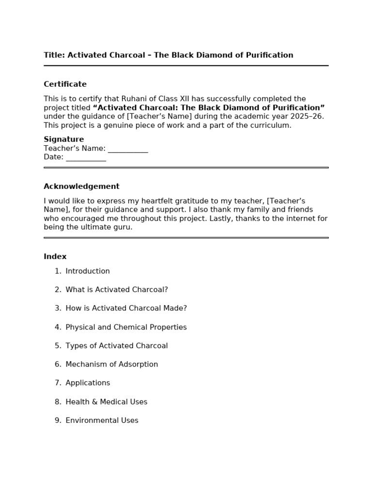 Activated Charcoal: Purification Insights | PDF | Physical Sciences ...