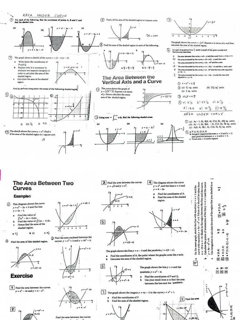 Area Under Curves & Volume of Revolution | PDF