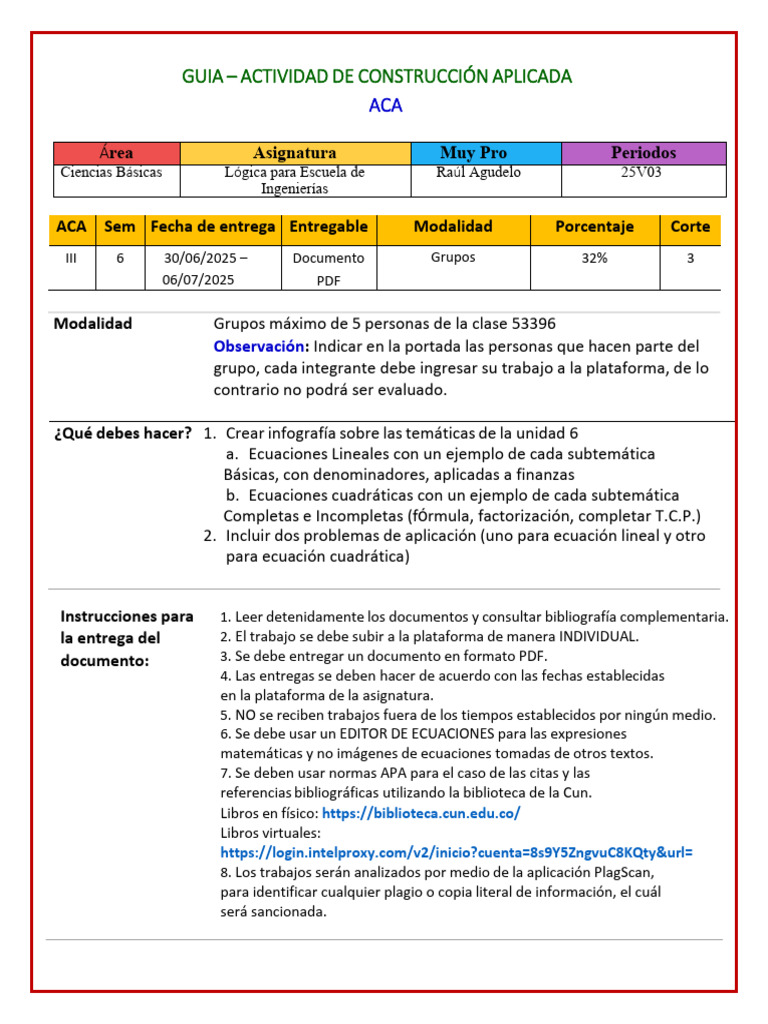 Guía para Infografía ACA 2025 | PDF | Infografia