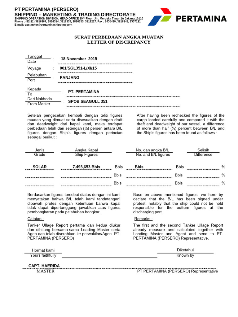 Letter of Discrepancy | PDF