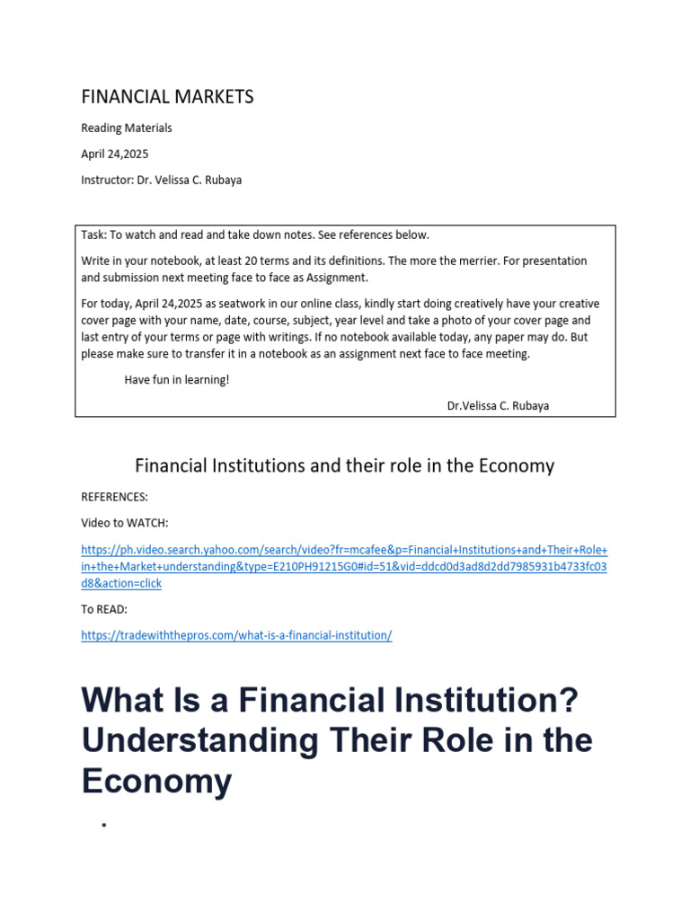 Understanding Financial Institutions | PDF | Banks | Insurance