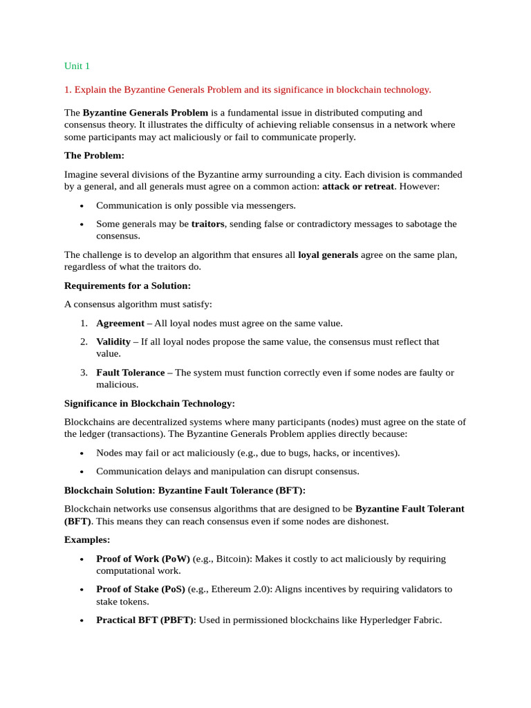 Blockchain Question Bank Answers | PDF | Bitcoin | Cryptocurrency